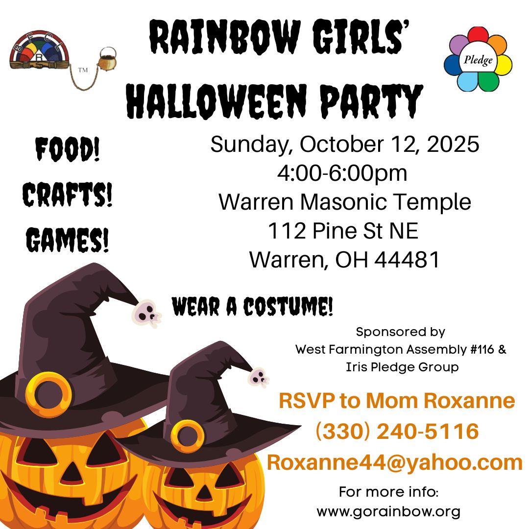 WEST FARMINGTON HALLOWEEN PARTY FLYER – OCTOBER 12, 2025 – Warren ...